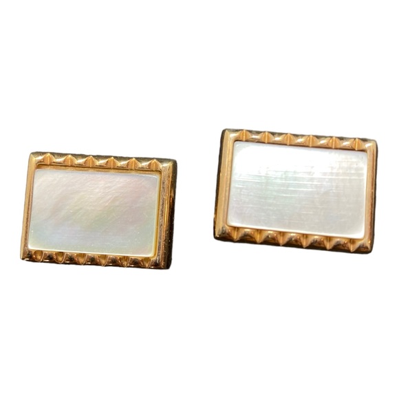 Hickok | Accessories | Vintage Hickok Gold Tone Rectangle Mother Of Pearl Cuff Links | Poshmark
